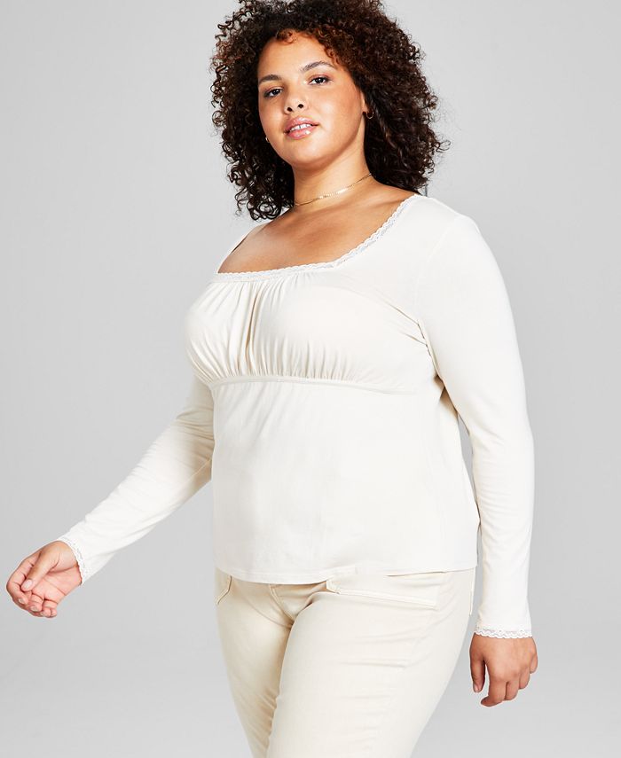 And Now This Plus Size Ruched-Knit Top - Macy's