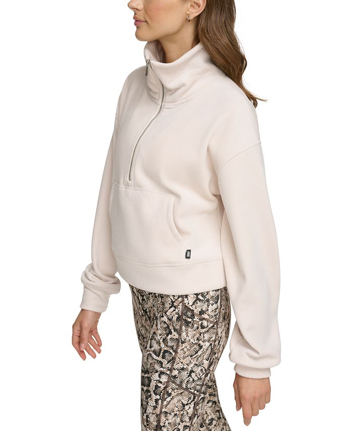 DKNY Women's Half-Zip Ribbed Velour Pullover Sweatshirt - Macy's