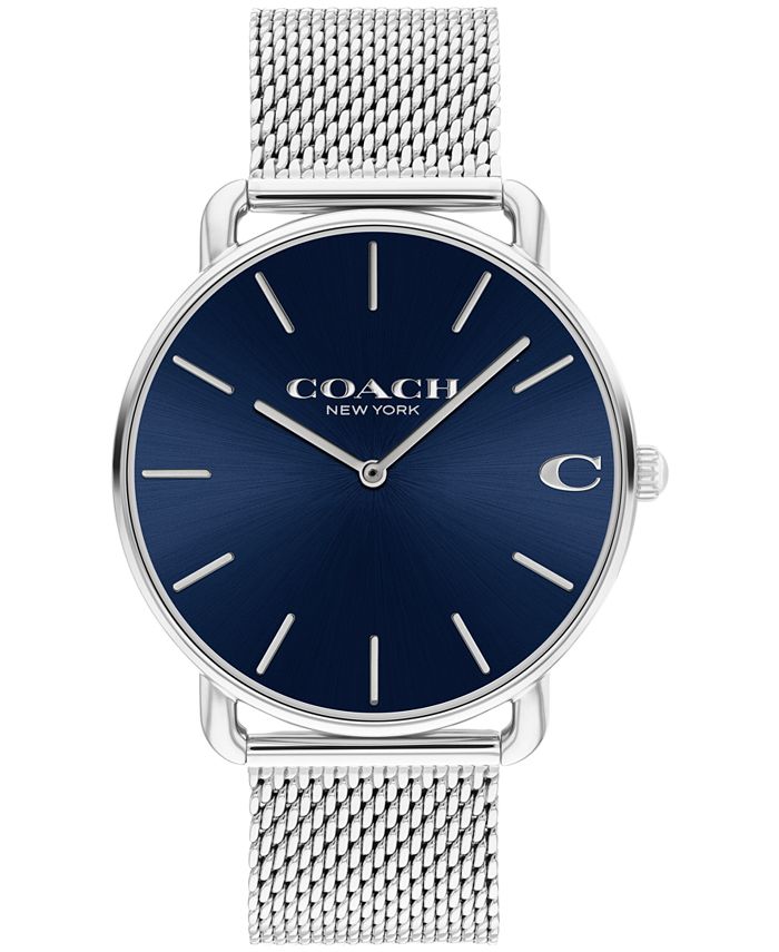 COACH Unisex Elliot Silver-Tone Stainless Steel Mesh Bracelet Watch ...