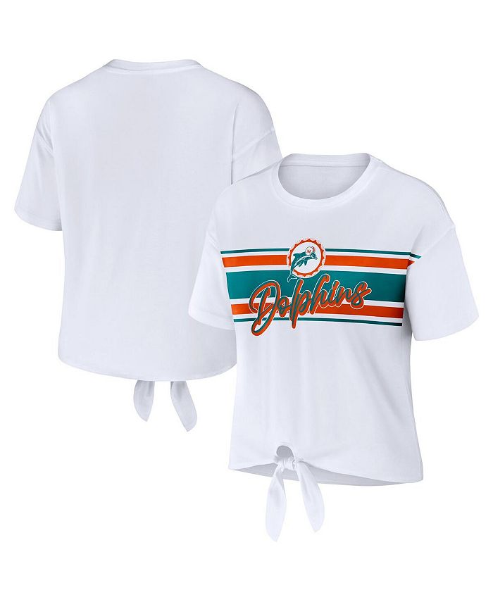 WEAR by Erin Andrews Women's White Miami Dolphins Front Tie Retro T ...
