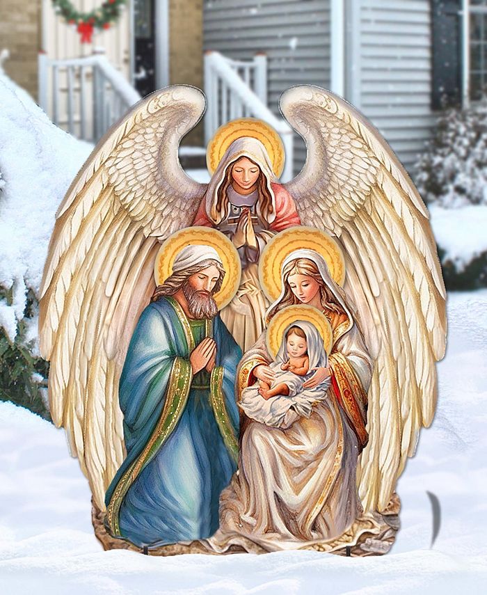 Designocracy Nativity with Angel 32" Outdoor Christmas Free Standing ...