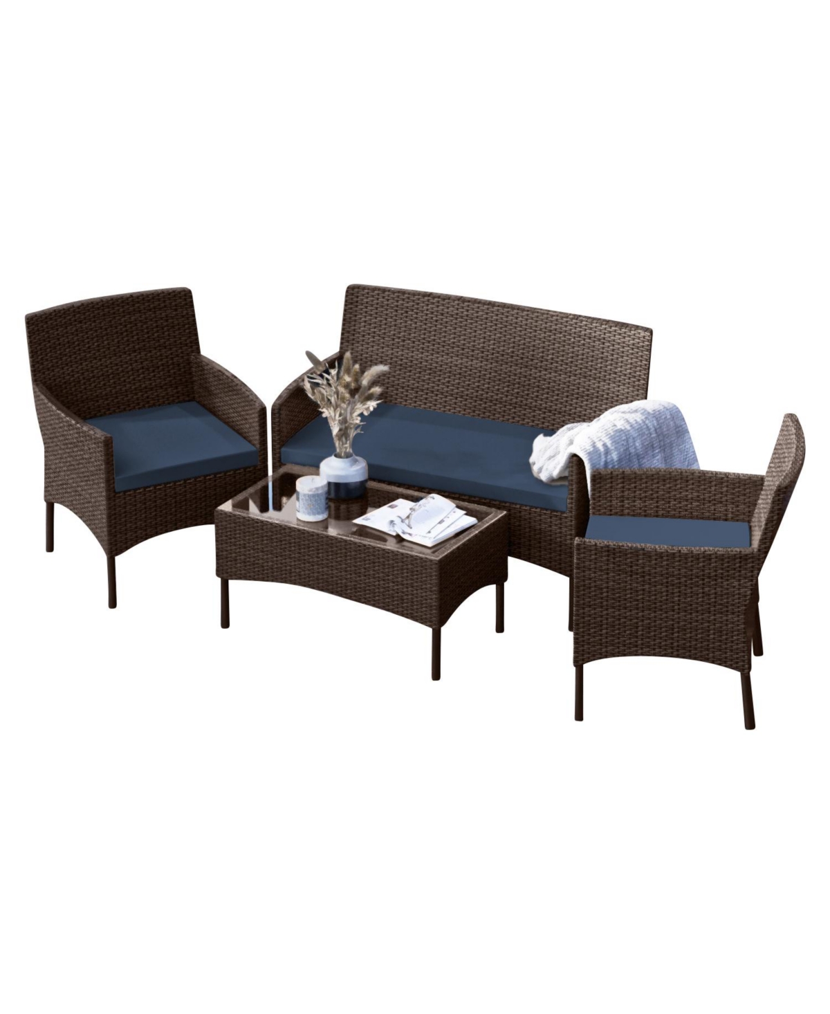 Click here for 4-Seater Outdoor Wicker Patio Conversation Set - 4... prices