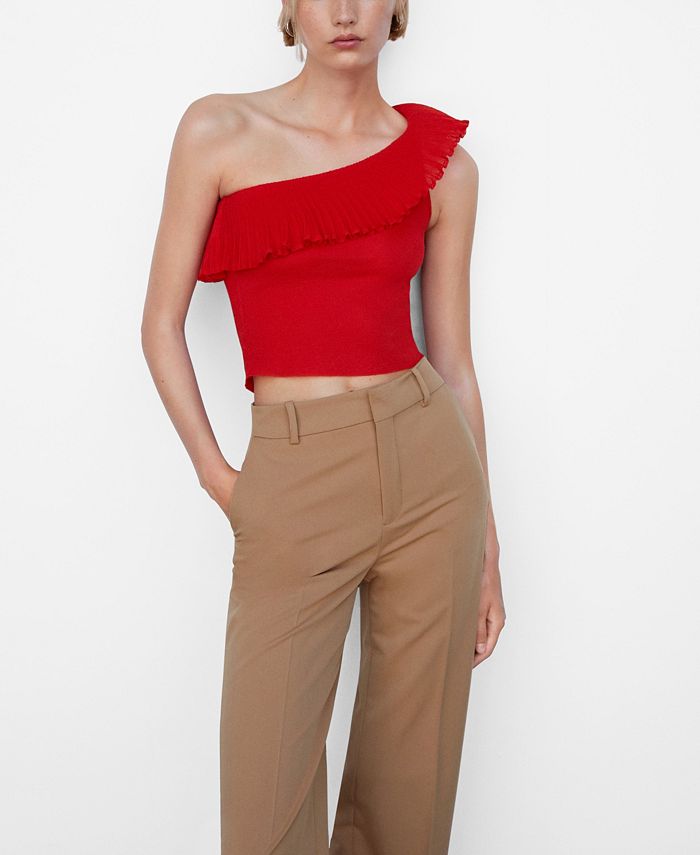MANGO Women's Asymmetrical Ruffle Top - Macy's