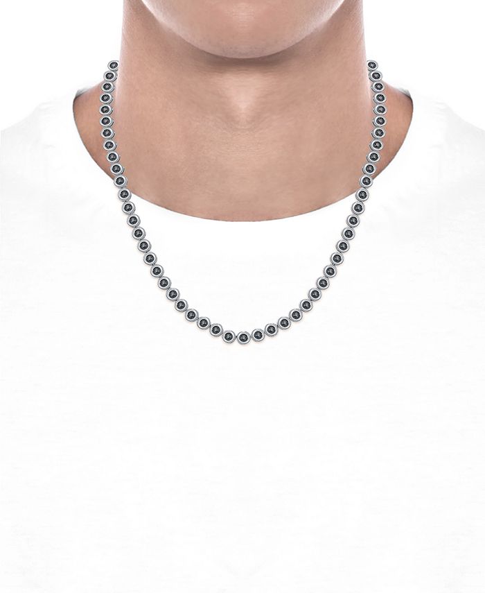 Macy's Men's Black Diamond 22" Tennis Necklace (5 ct. t.w.) in Sterling ...