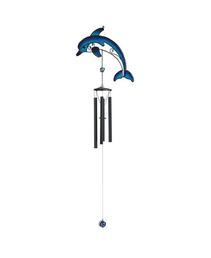 FC Design 35" Long Black Gem Dolphin Wind Chime Marine Life - Macy's