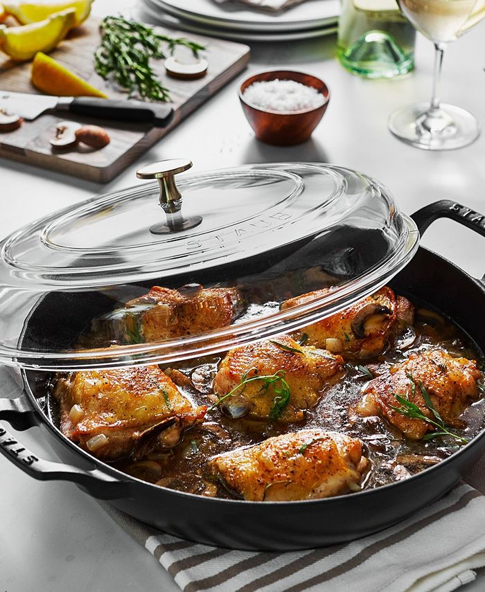 Staub Cast Iron 3.5 Quart Braiser with Glass Lid - Macy's