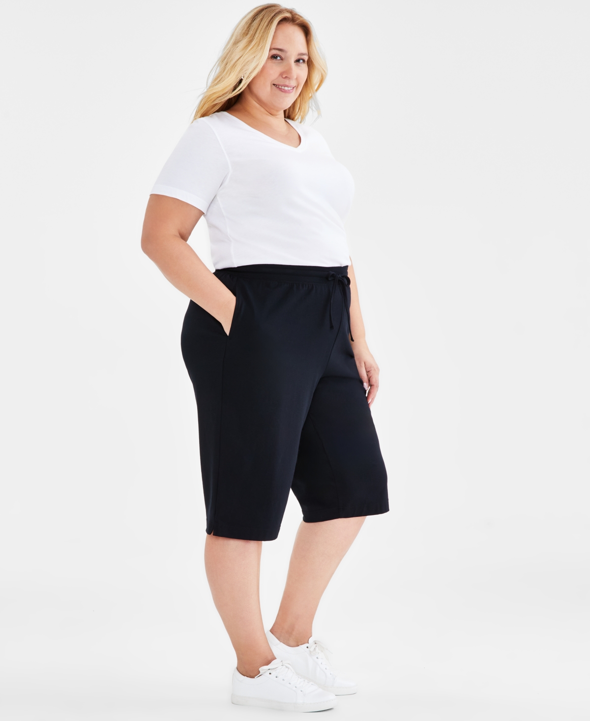 Style & Co Plus Size Knit Pull-On Skimmer  Exclusively at Macys - Deep Black