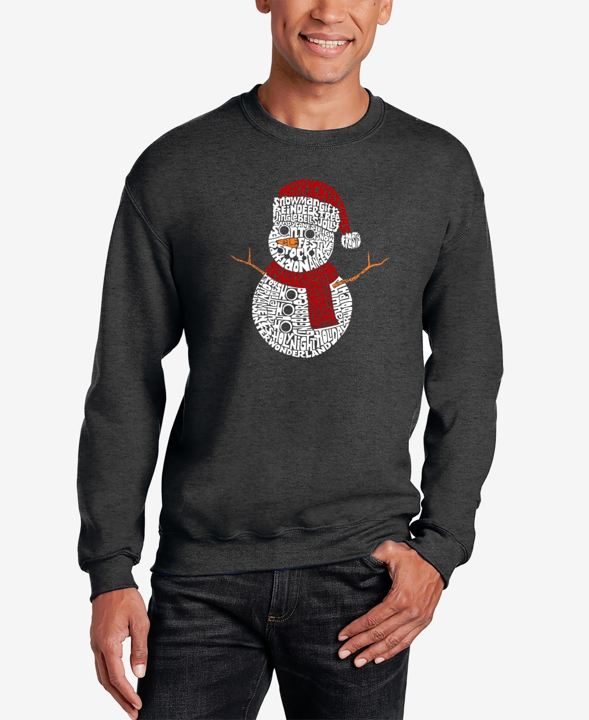 Click here for La Pop Art Mens Christmas Snowman Word Art Crewnec... prices