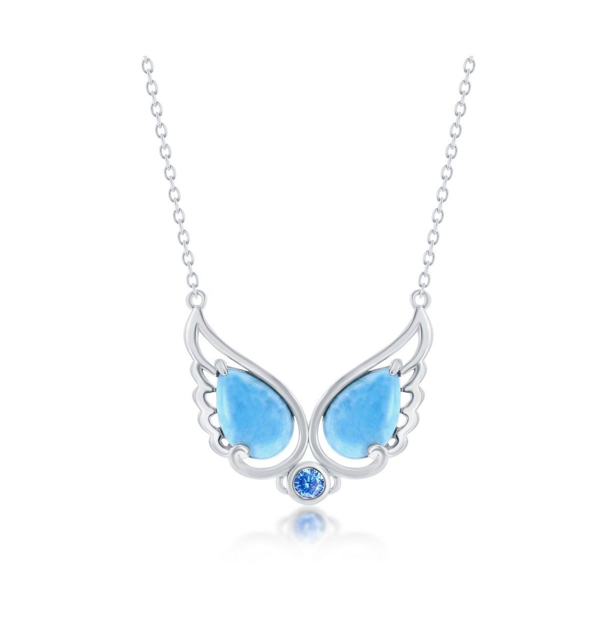 Click here for Sterling Silver Double Larimar Angel Wings w/ Roun... prices