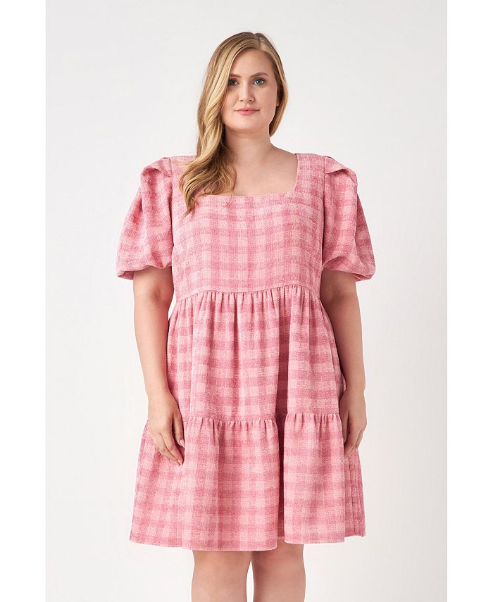 English Factory Plus Size Tweed Babydoll Dress - Macy's