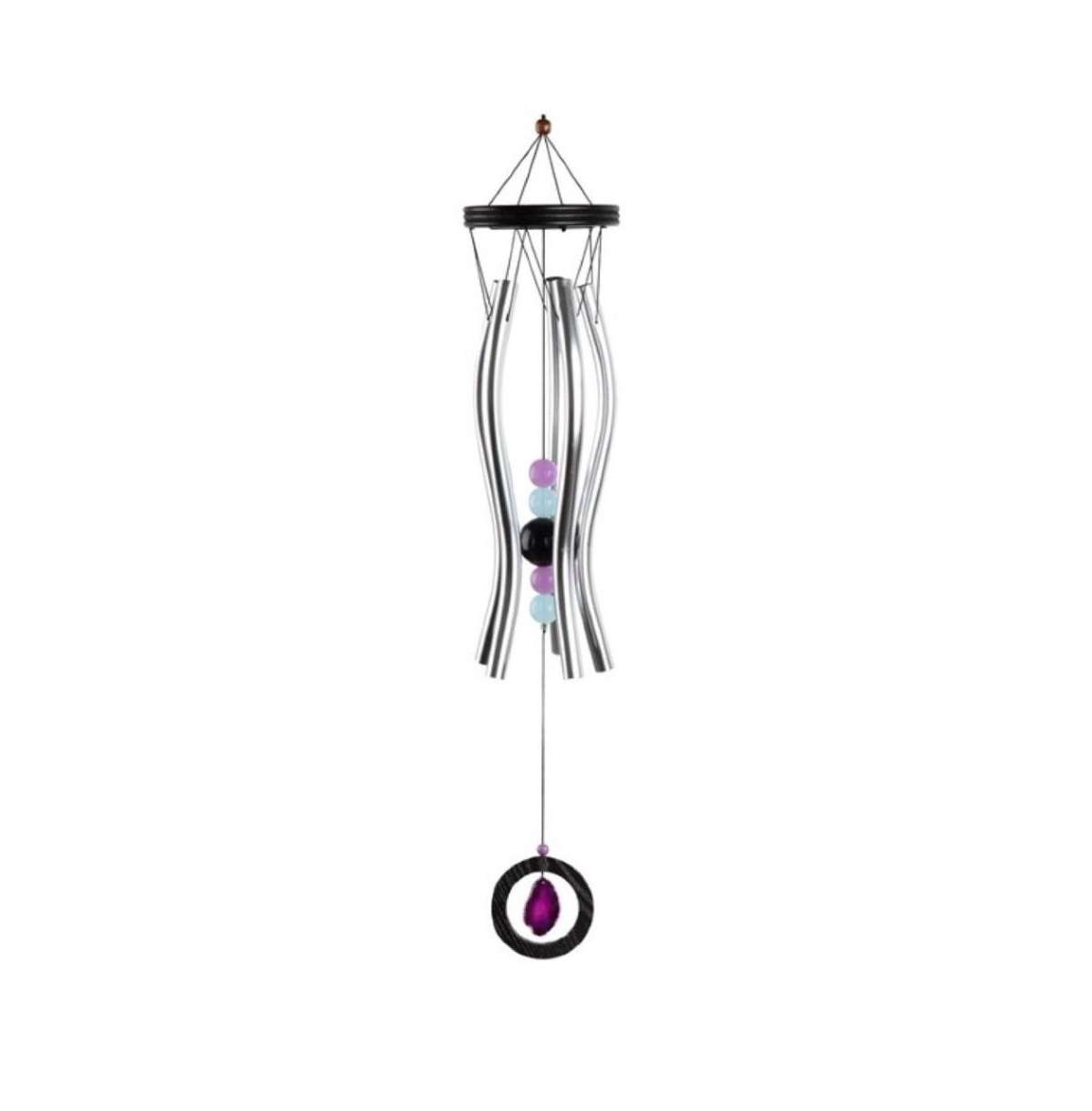 Click here for 33 Long Wooden Top Geode Wind Chime Wavy Tube - Si... prices