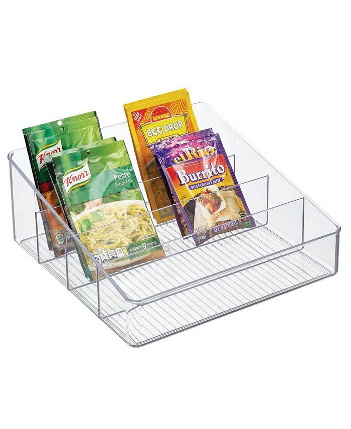 mDesign Plastic Food Packet Organizer Bin Caddy - 4 Divided Sections ...