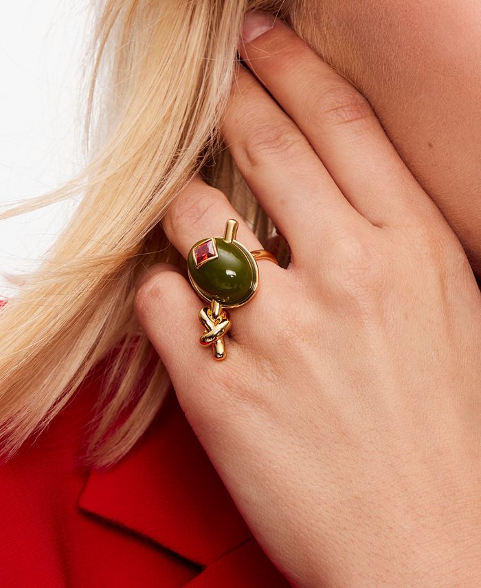 kate spade new york Gold-Tone Cubic Zirconia Olive Statement Ring - Macy's
