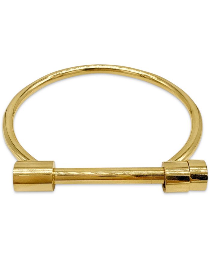 ADORNIA 14k Gold-Plated Screw Closure Bangle Bracelet - Macy's