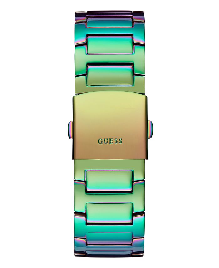 GUESS Men's Multi-Function Iridescent Stainless Steel Watch 48mm - Macy's