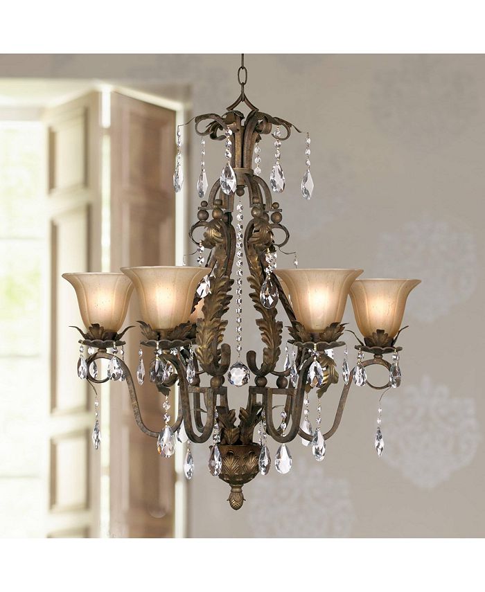 Regency Hill Iron Leaf Roman Bronze Chandelier Lighting 29" Wide ...