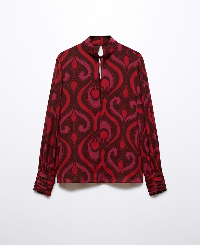 MANGO Women's Opening Detail Printed Blouse - Macy's