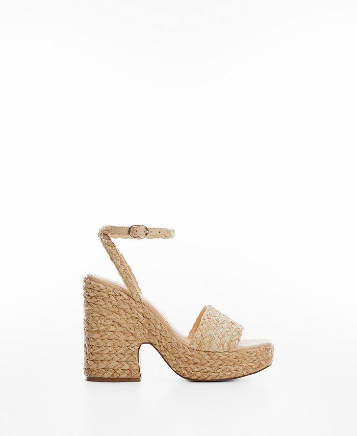MANGO Women's Raffia Braided Sandals - Macy's