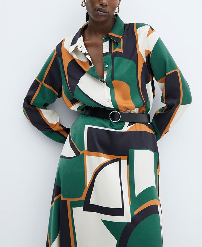 MANGO Women's Geometric Shirt Dress - Macy's