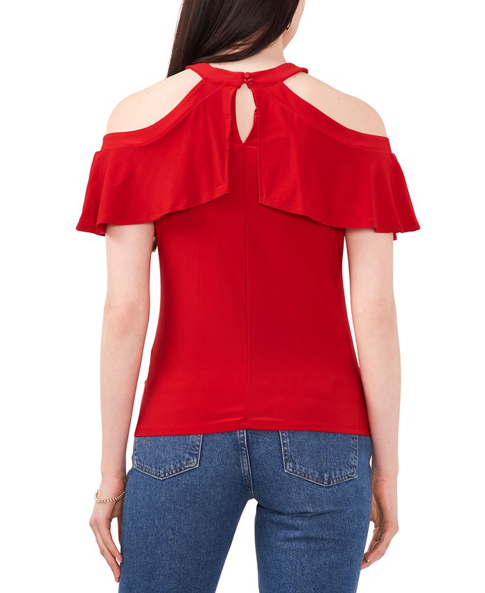Sam & Jess Ruffled Cold-Shoulder Top - Macy's