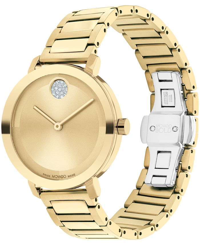 Movado Women's Bold Evolution 2.0 Swiss Quartz Ionic Plated Light Gold-Tone 2 Steel Watch 34mm ...