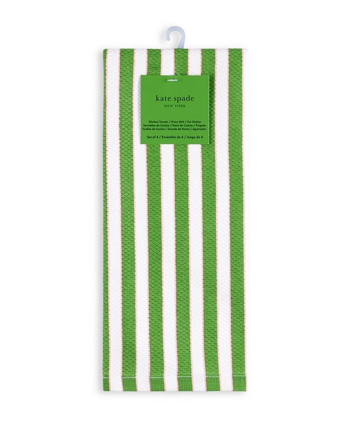 kate spade new york Botanical Stripe Kitchen Towels 4-Pack Set, 17" x ...