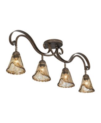 4-Head LED Bulbs Set Ceiling Track Light Fixture Kit Adjustable Brown ...