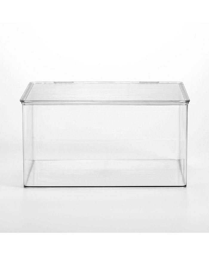 mDesign Plastic Wide Stacking Kitchen Food Storage Box, Hinge Lid, 2 ...