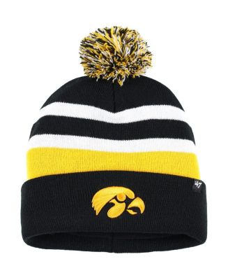 Men's '47 Brand Black Iowa Hawkeyes State Line Cuffed Knit Hat with Pom ...