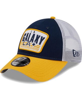 New Era Men's Navy, Gold LA Galaxy Patch 9FORTY Trucker Snapback Hat ...