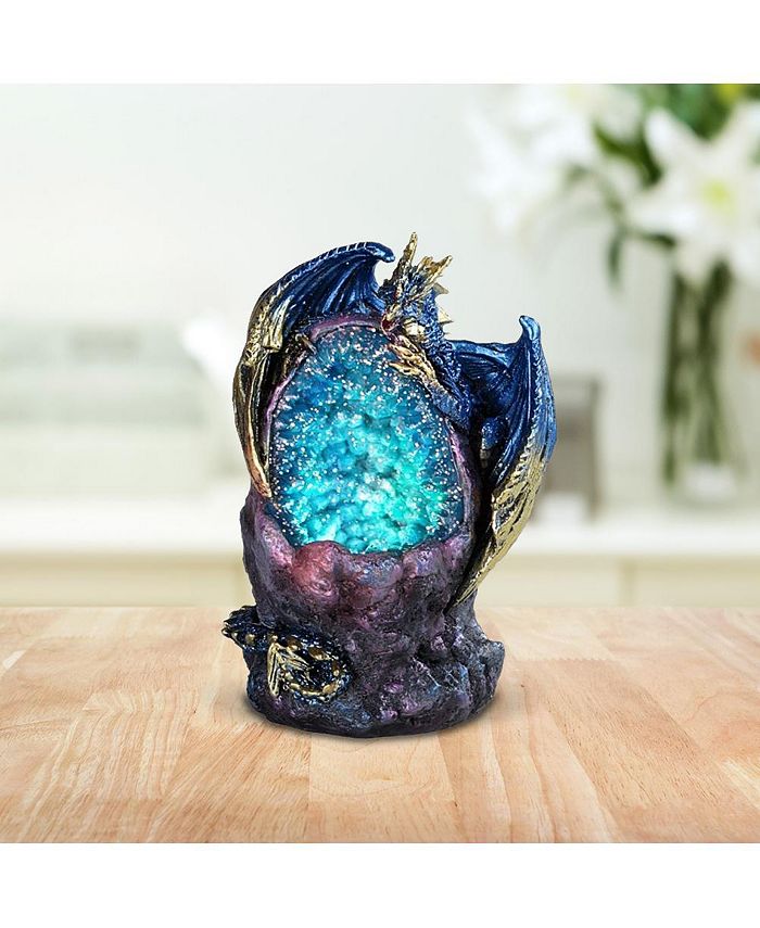 FC Design 5"H Blue Dragon with LED Blue/Purple Faux Crystal Stone ...