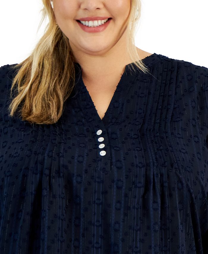 Tommy Hilfiger Plus Size Daisy Clip Pintucked Tunic Top - Macy's