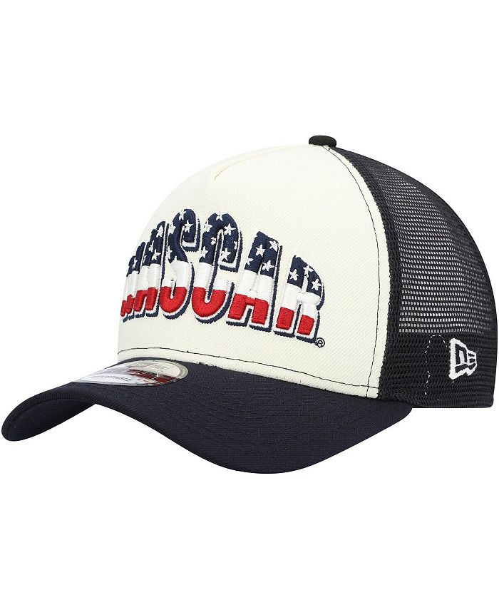 New Era Men's Tan, Navy NASCAR 9FORTY A-Frame Trucker Snapback Hat - Macy's