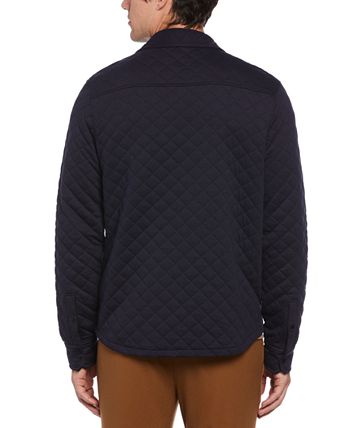 Perry Ellis Men's Diamond Quilted Long-Sleeve Snap-Front Sweatshirt ...