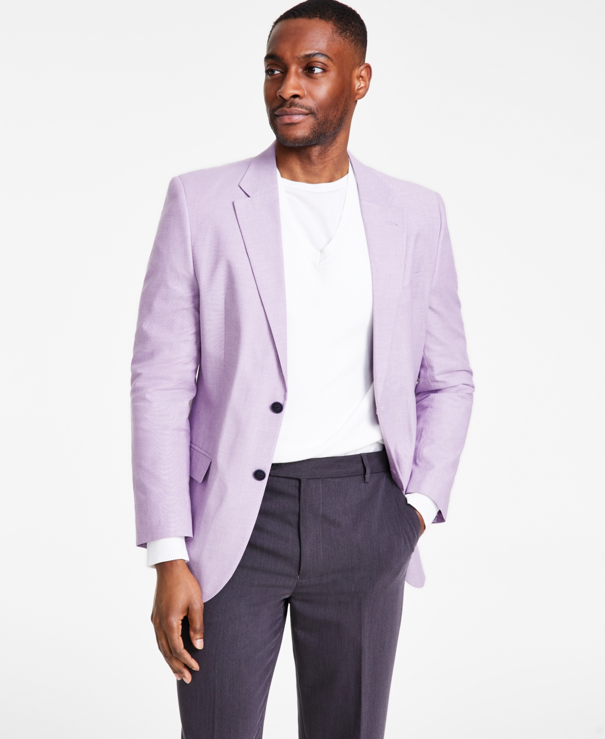 Click here for Nautica Mens Modern-Fit Chambray Sport Coat - Purp... prices