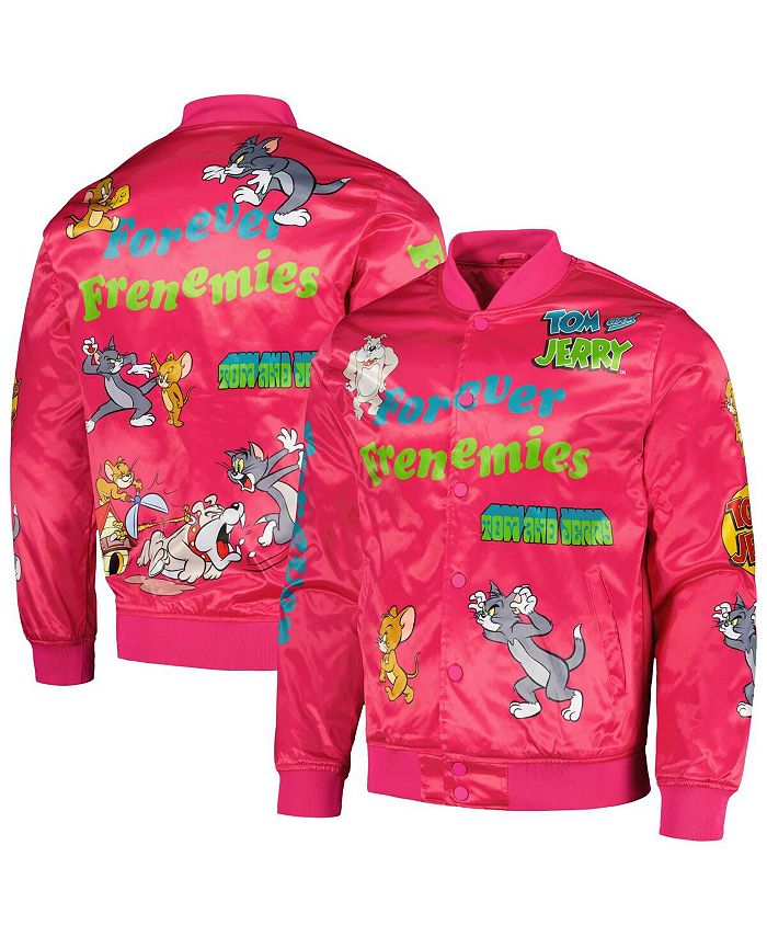 Freeze Max Men's Pink Tom and Jerry Graphic Satin Full-Snap Jacket - Macy's