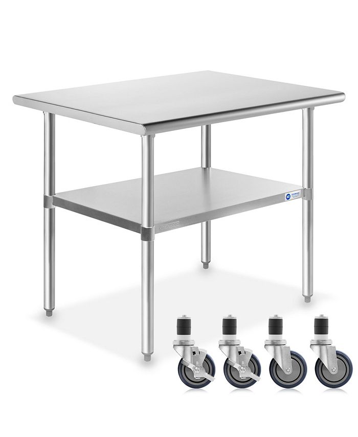 GRIDMANN 36 x 24 Inch Stainless Steel Table w/ 4 Casters, NSF ...