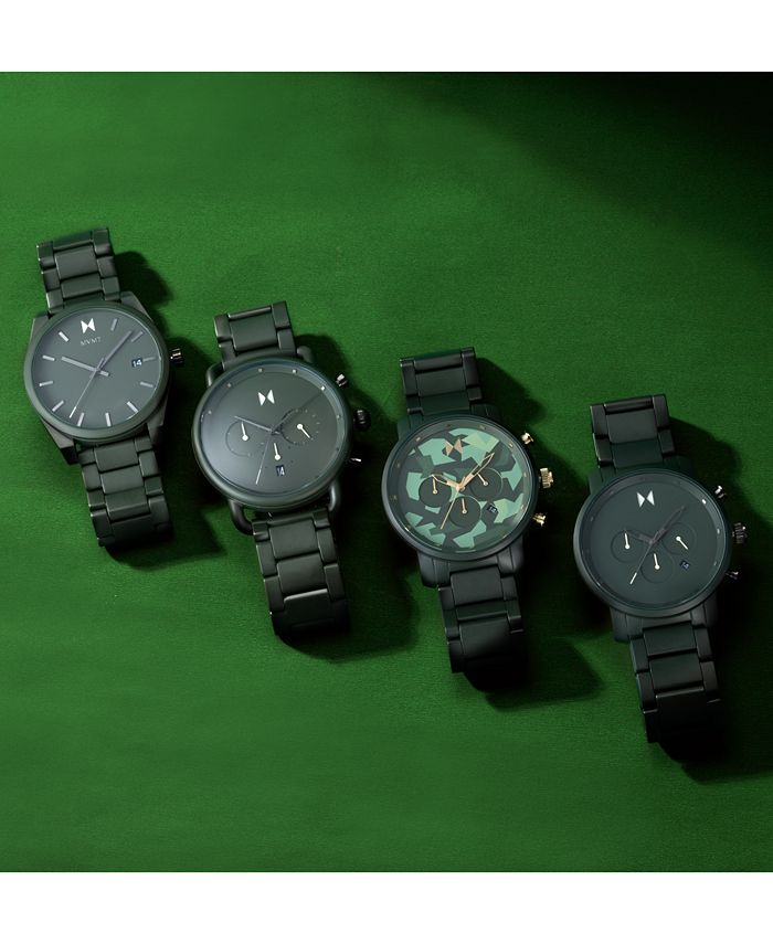 MVMT Men's Element Ceramic Matte Olive Green Ceramic Bracelet Watch ...