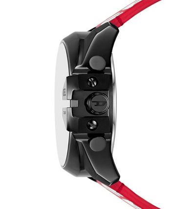 Diesel Men's Mega Chief Digital Red Leather Watch 51mm - Macy's