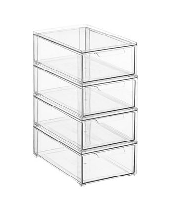 mDesign Plastic Stackable Bathroom Storage Organizer with Drawer, 4 ...