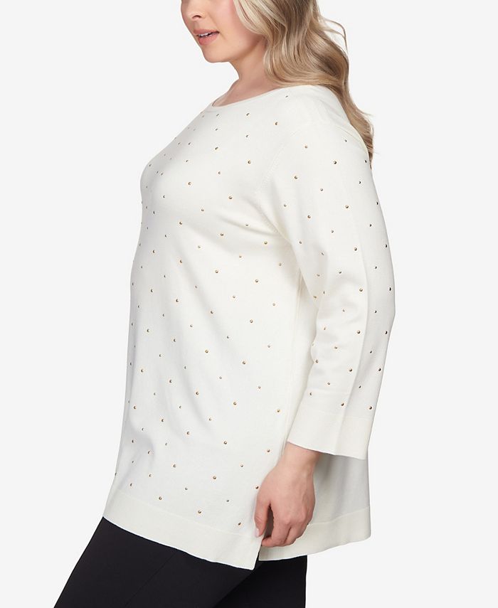 Ruby Rd. Plus Size Stud Embellished Tunic Sweater - Macy's