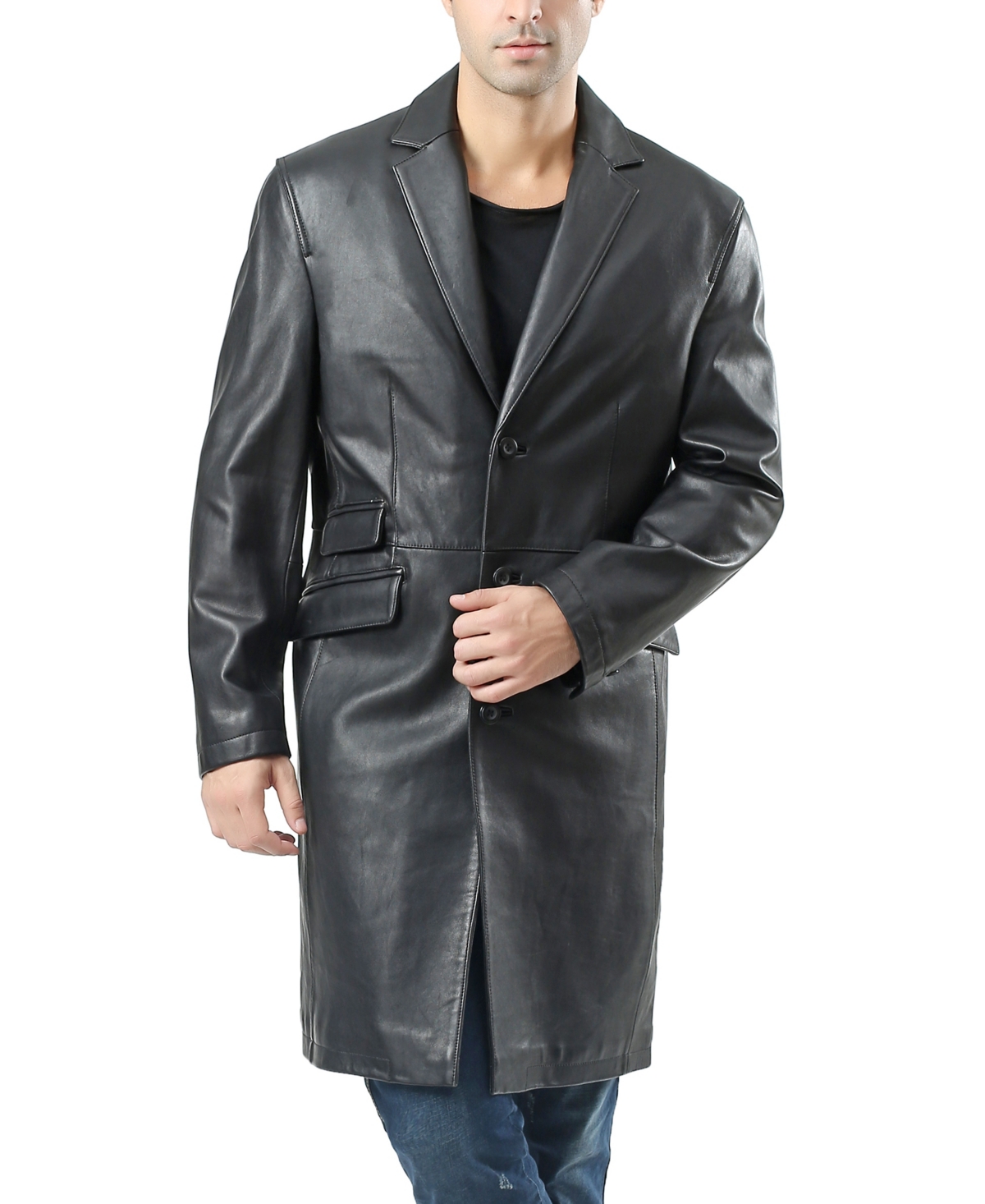 Click here for Bgsd Men Leather Long Coat - Black prices