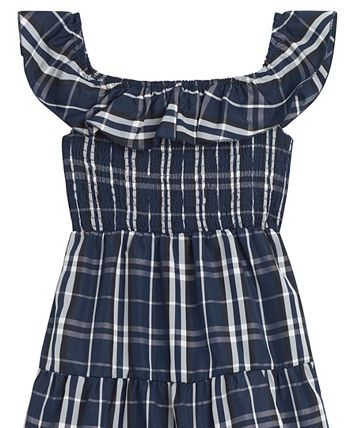 Beautees Big Girls Smocked Bodice Plaid Taffeta Tiered Maxi Dress - Macy's