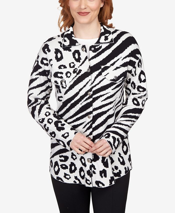 Ruby Rd. Petite Bold Animal Print Shacket Jacket - Macy's