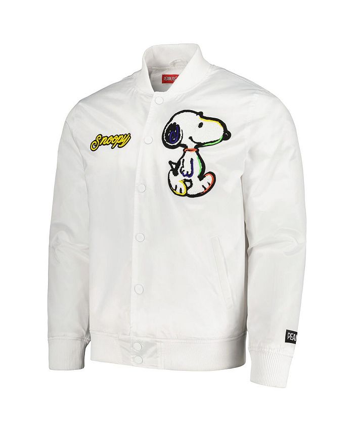 Freeze Max Men's White Peanuts Snoopy Satin Full-Snap Jacket - Macy's
