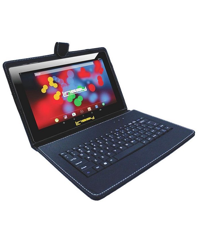LINSAY New 10.1" Tablet Bundle with Black Keyboard Case Folio design ...