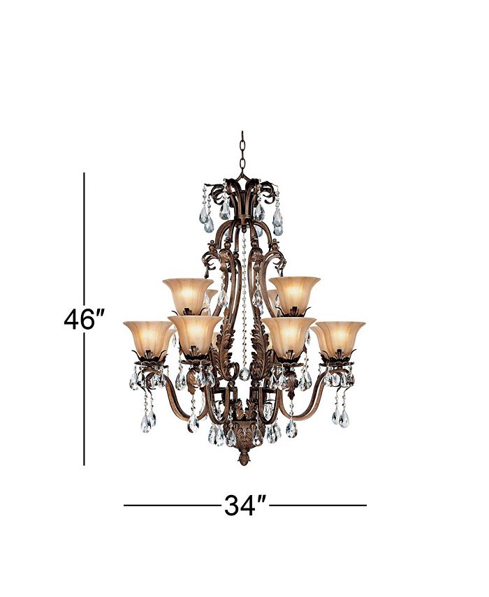 Regency Hill Iron Leaf Roman Bronze Large Chandelier 34" Wide Two Tier ...
