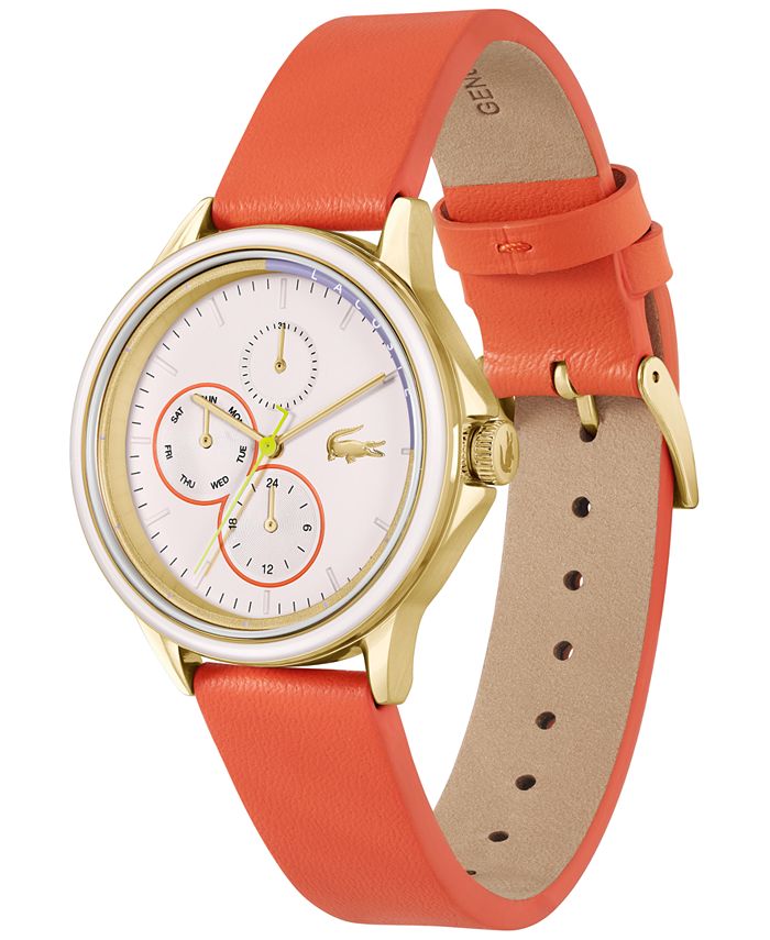 Lacoste Women's Skyhook Multi Orange Leather Strap Watch 38mm - Macy's