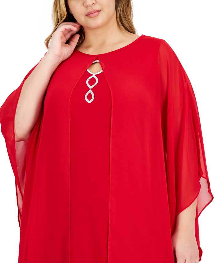 Connected Plus Size Cape-Overlay Sheath Dress - Macy's