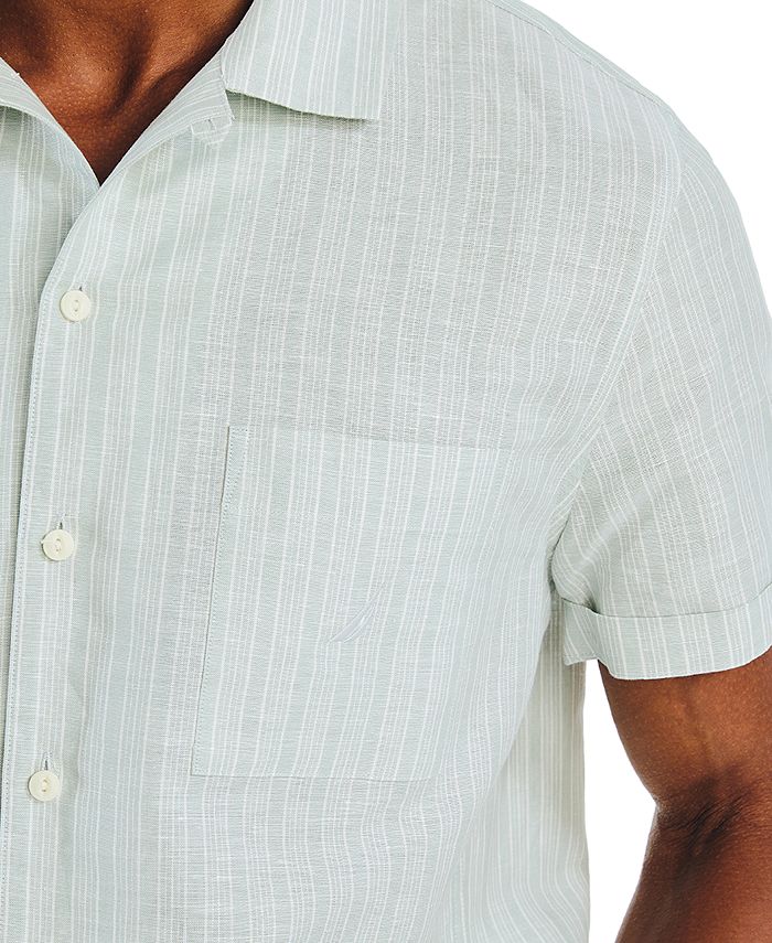 Nautica Men's Striped Short-Sleeve Button-Up Linen Shirt - Macy's